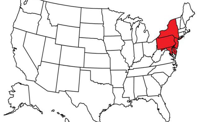 Middle Atlantic states, Which States Are in the Middle Atlantic?